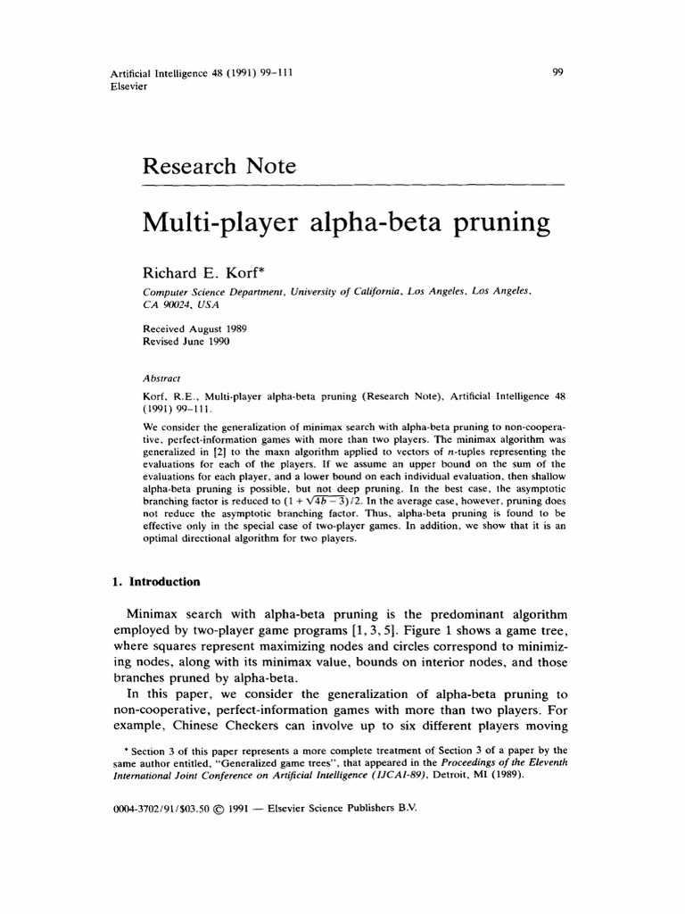 Korf Multi Player Alpha Beta Pruning | PDF | Mathematical Concepts ... Korf Multi Player Alpha Beta Pruning | PDF | Mathematical Concepts ...