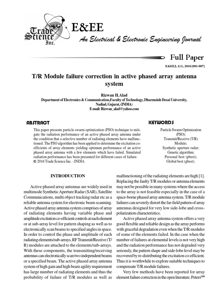 TR Module Failure Correction in Active Phased Array Antenna System | PDF | Antenna (Radio ...