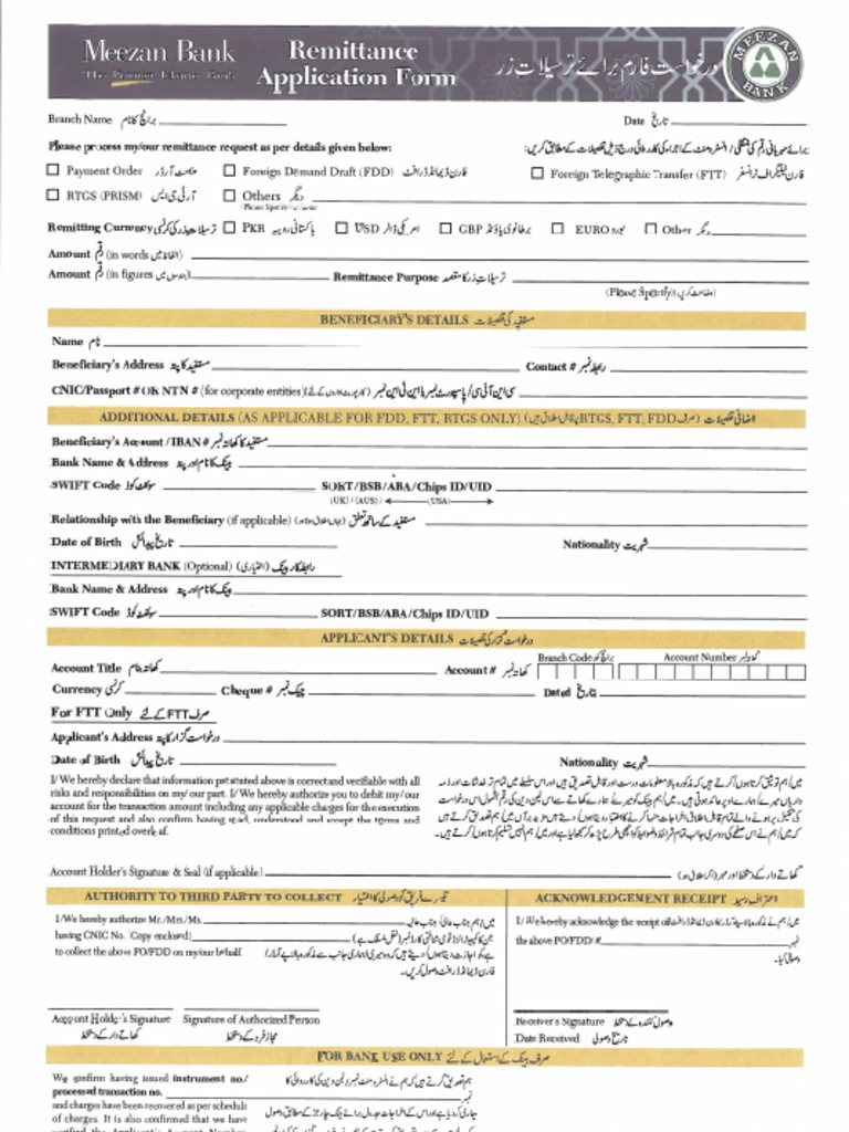 Remittance Application Form | PDF | Financial Transaction | Banks