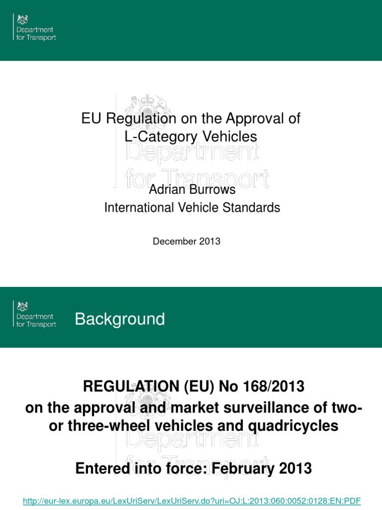 EU Regulation on L-Category Vehicles | PDF | Driver's License | Wheeled ...