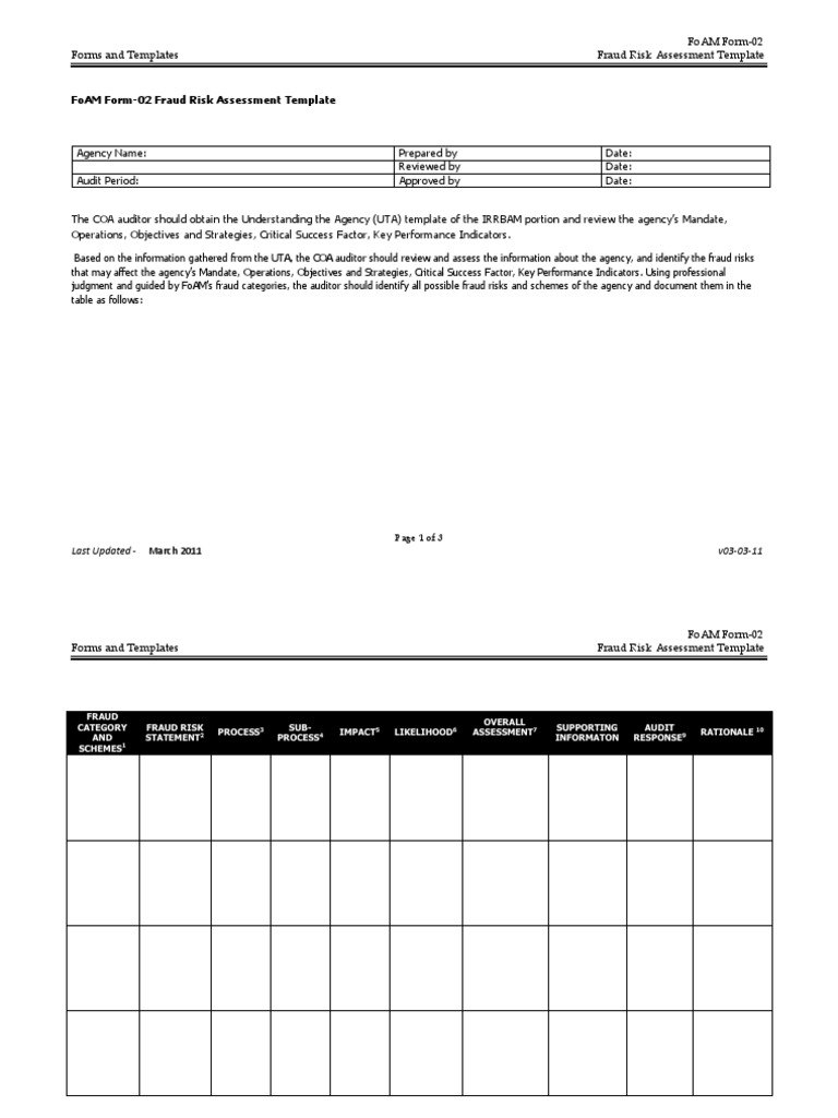03 - FoAM Form-02 - Fraud Risk Assessment Template | PDF | Risk | Risk ...