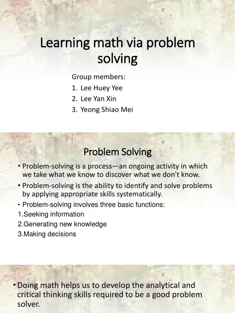 Problem Solving in Math Education | PDF | Area | Applied Psychology