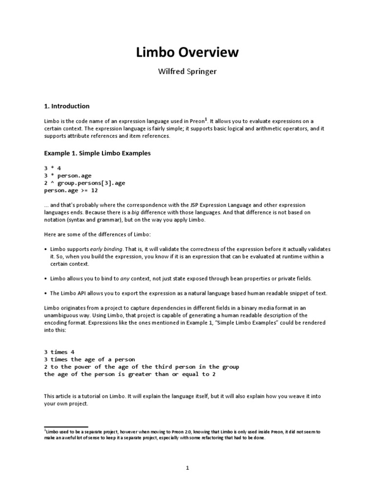 Limbo Overview | Download Free PDF | Variable (Mathematics) | Class (Computer Programming)