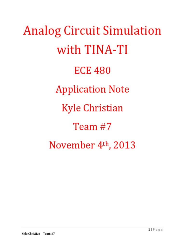 Application Note (Tina-TI) | PDF | Spice | Electrical Network