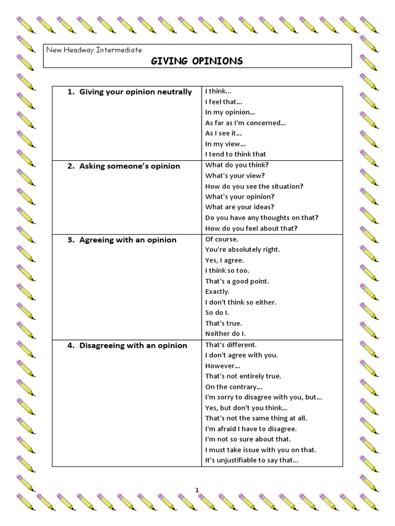 Giving Opinions Classroom Posters Fun Activities Games 17248 | PDF