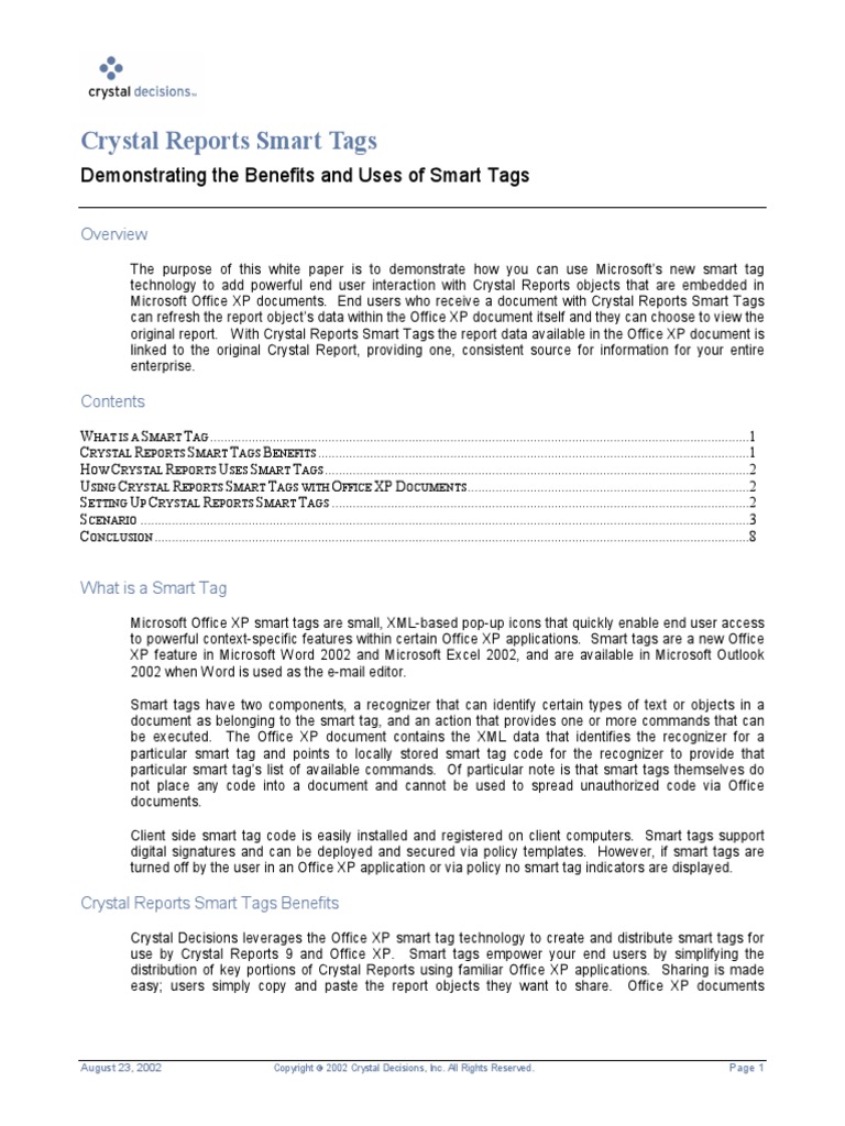Demonstrating The Benefits and Uses of Smart Tags | PDF | Tag (Metadata ...