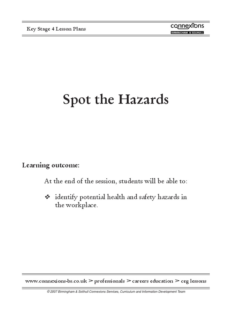 Spot The Hazards: Learning Outcome | PDF | Hazards