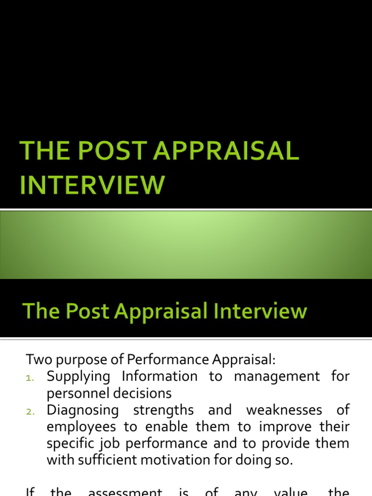 The Post Performance Appraisal Interview | PDF | Performance Appraisal ...