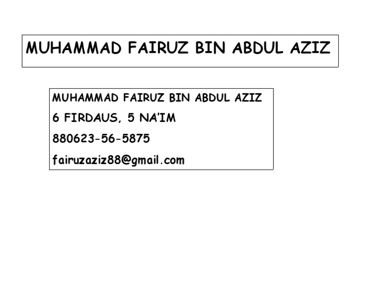 Muhammad Fairuz Bin Abdul Aziz | PDF