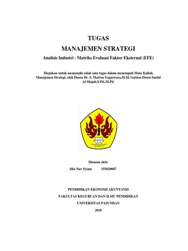 Analisis Industri: Matriks Evaluasi Faktor Eksternal (EFE) - Sifa Nur ...