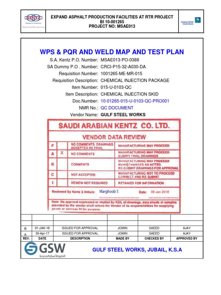 Wps & PQR and Weld Map and Test Plan | PDF | Pipe (Fluid Conveyance ...