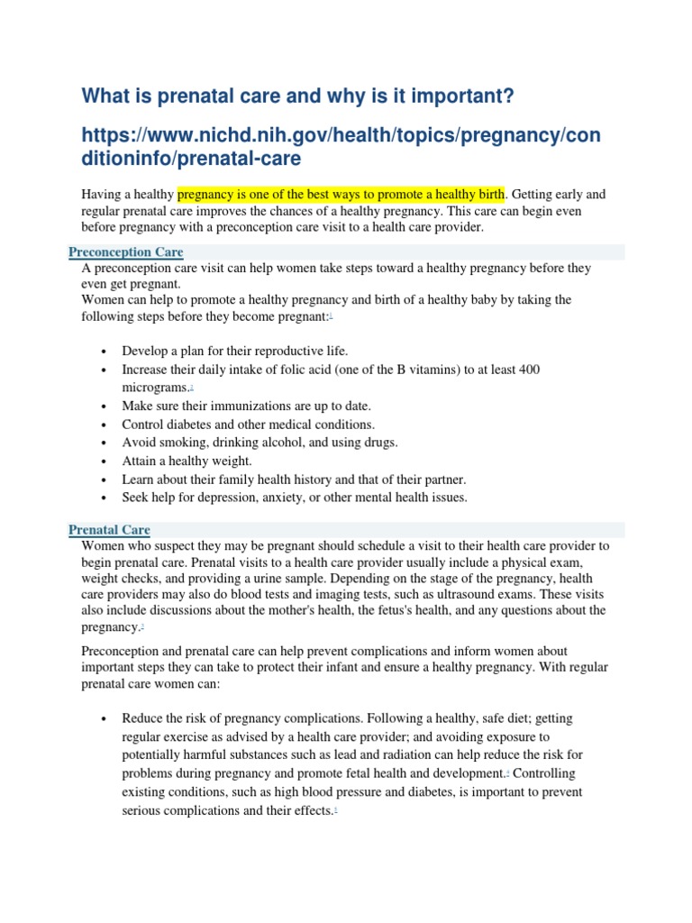 What Is Prenatal Care and Why Is It Important | PDF | Pregnancy | Fetus
