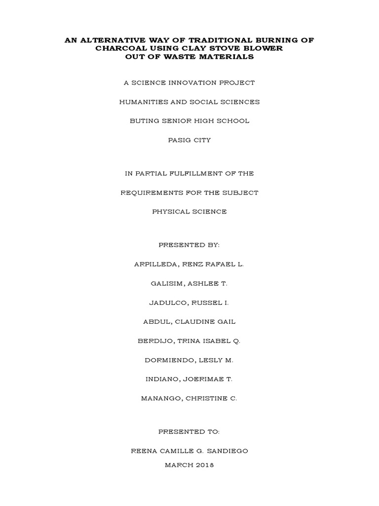 Science Innovation Project | PDF | Stove | Home