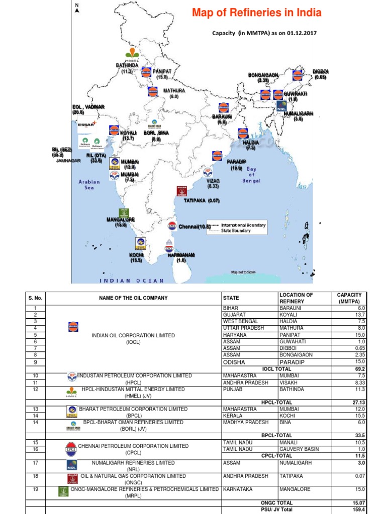 RefineriesMap PDF | PDF | Companies Of Asia | Economy Of Asia