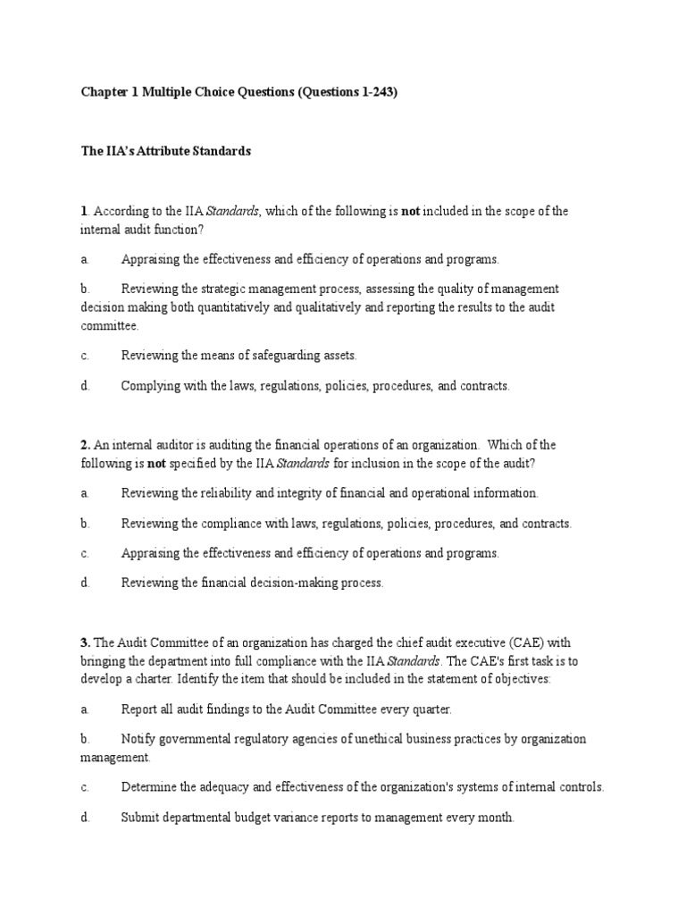 Questions Chapter 1 | PDF | Internal Audit | Audit