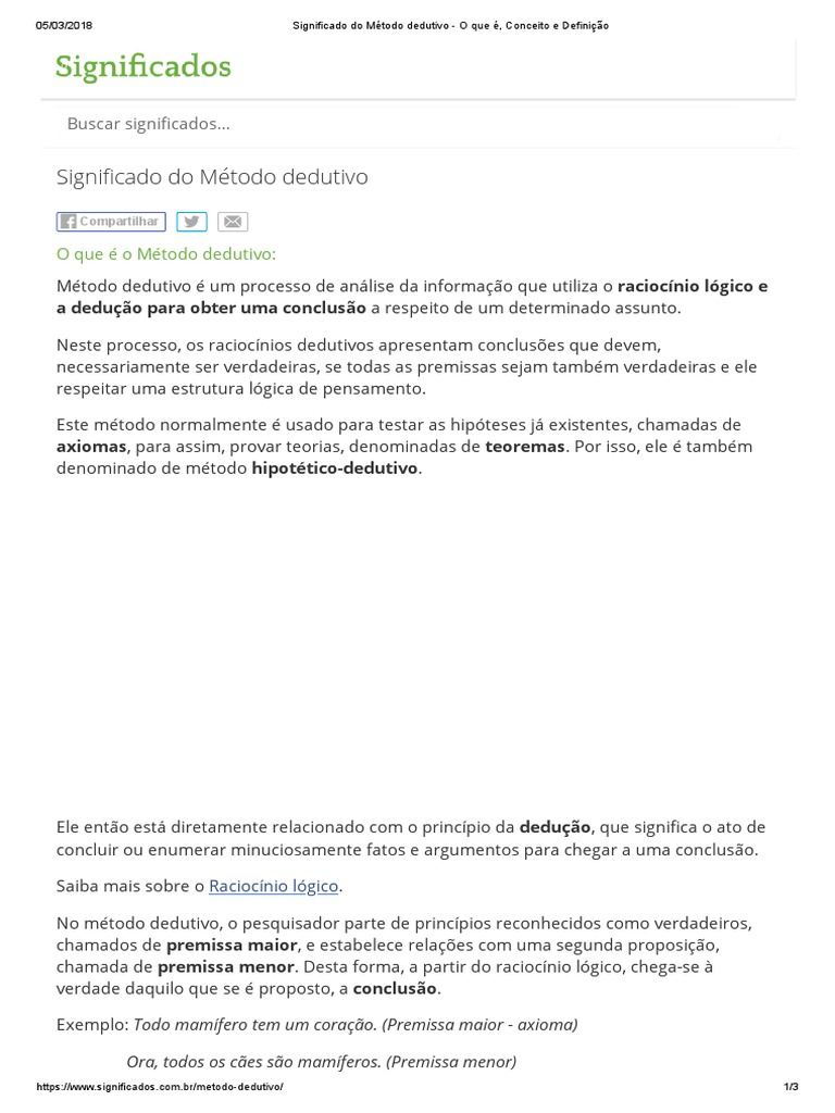 Significado Do Método Dedutivo - O Que É, Conceito e Definição | PDF ...