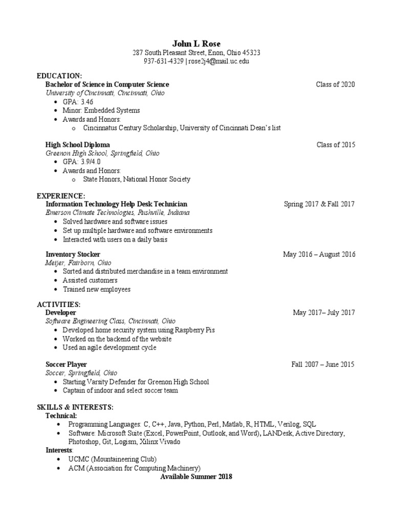 John L. Rose: Java Developer Profile | PDF