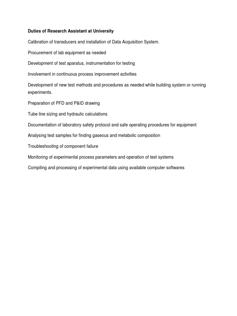 Research Assistant Duties at University | PDF | Technology & Engineering