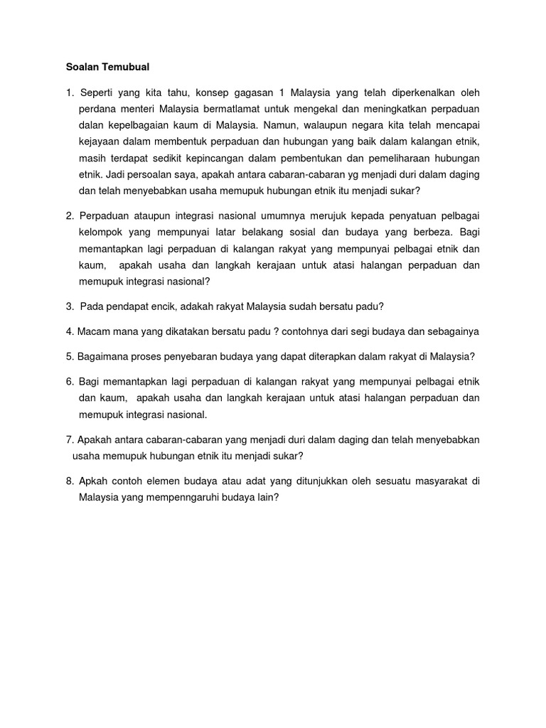 Soalan Temubual | PDF