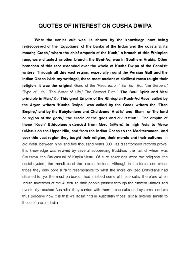 Quotes of Interest On Cusha Dwipa | PDF | Serpent (Symbolism) | Gautama ...