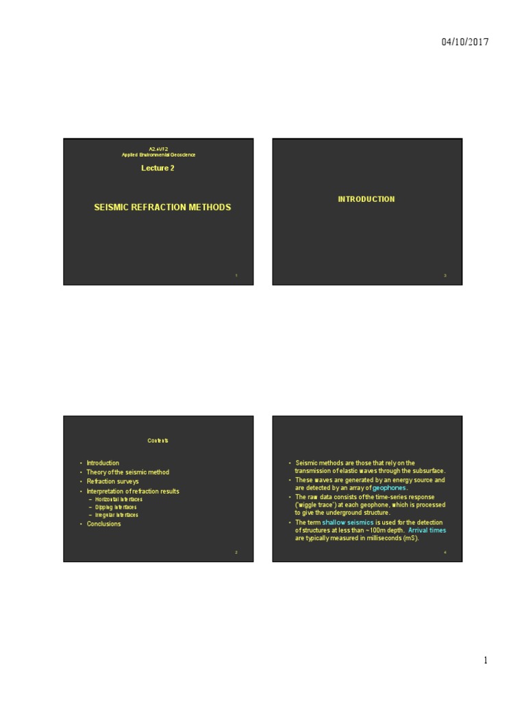 Seismic Refraction Method Pdf Seismology Reflection Physics
