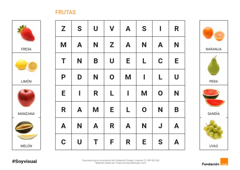 Sopa de Letras Frutas | PDF