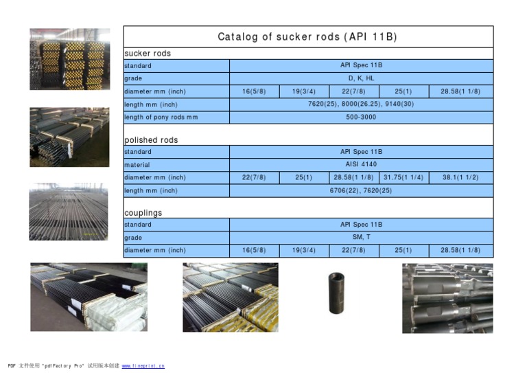 Catalog of Sucker Rods (API 11B) | PDF | Technology & Engineering