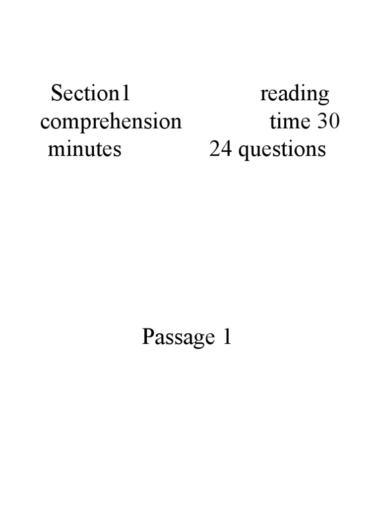 Section1 Reading Comprehension Time 30 Minutes | PDF | Mean | Monopoly
