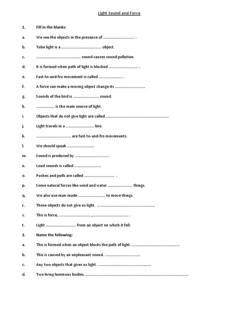11.light Sound and Force | PDF | Light | Shadow