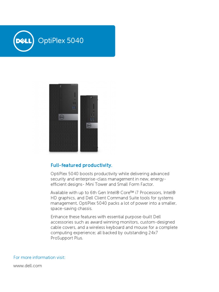 Ecemea Optiplex 5040 Technical Spec Sheet PDF | PDF | Intel | Bios