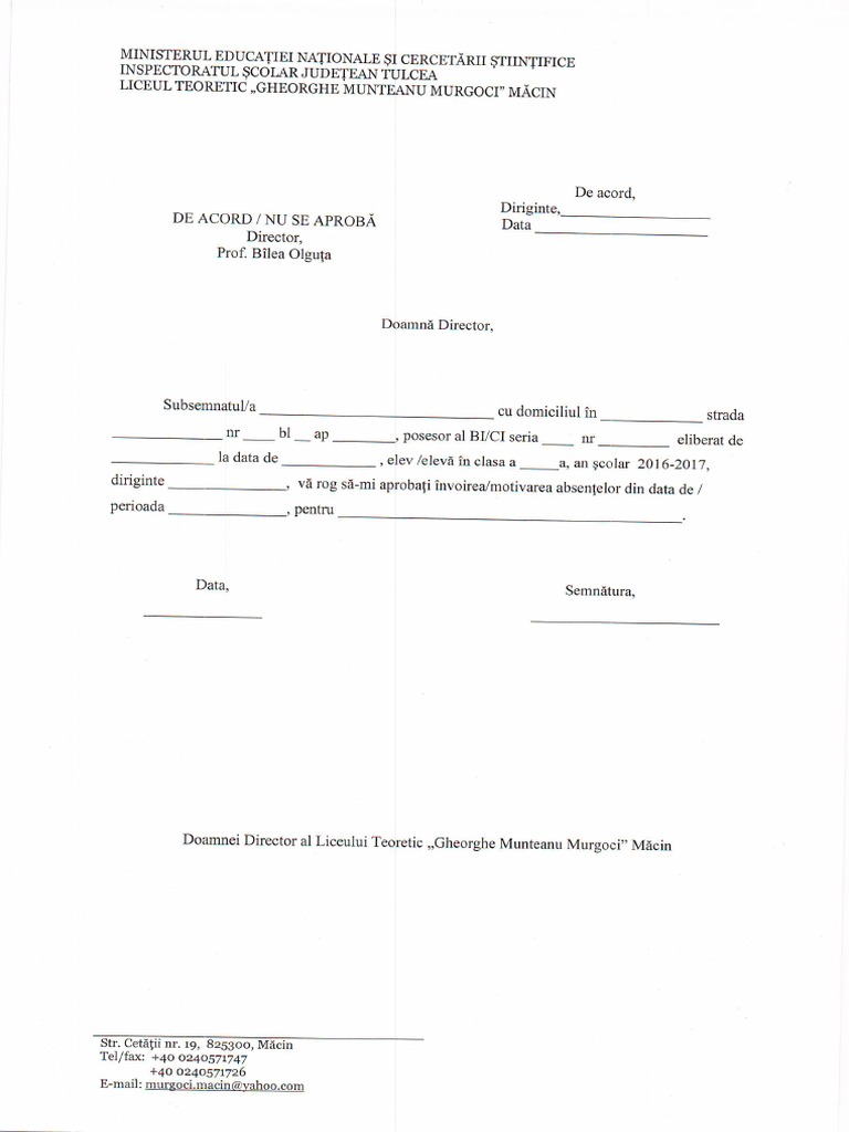 Cerere Invoire Elev Major | PDF