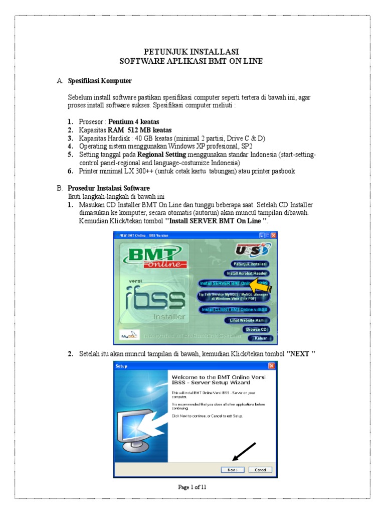 Petunjuk Installasi Software BMT On Line | PDF
