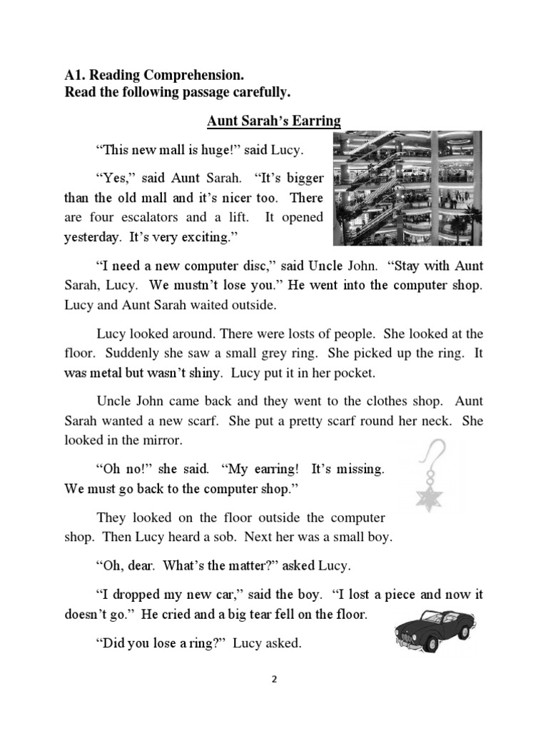 A1. Reading Comprehension. Read The Following Passage Carefully. Aunt ...