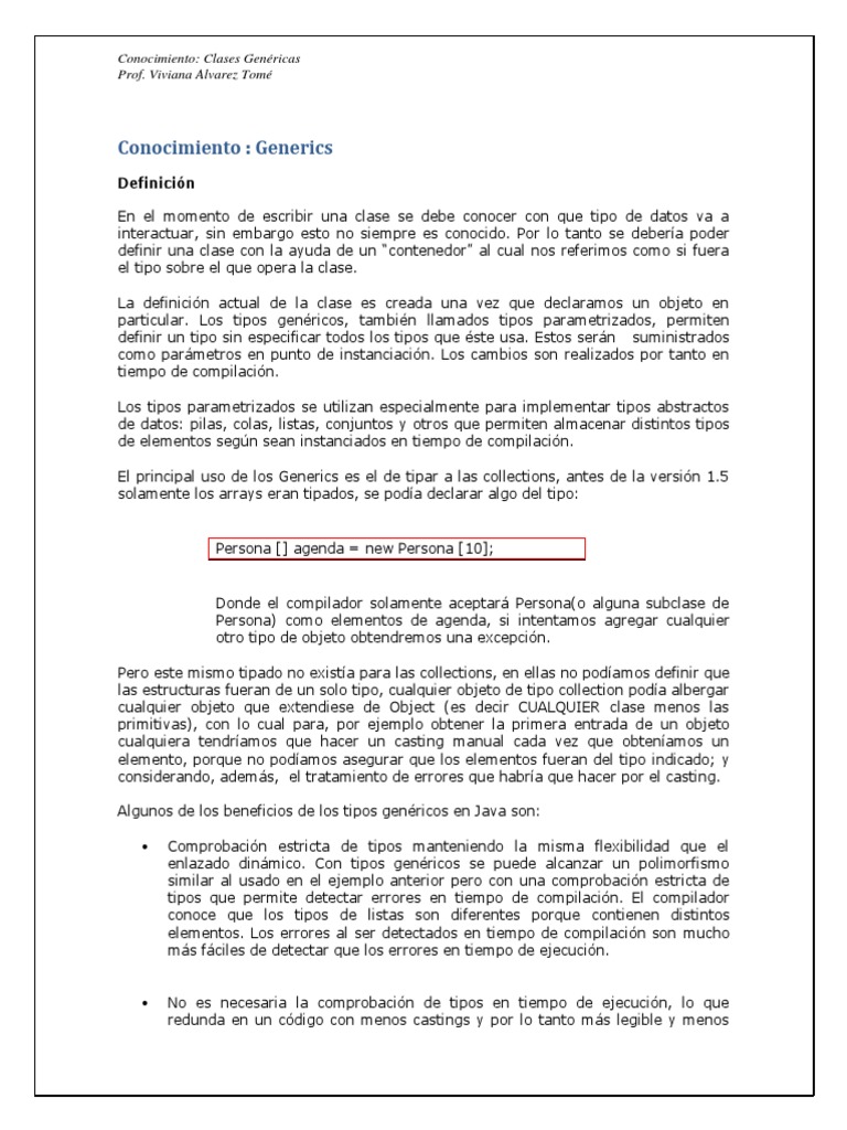 48 Clases Genericas En Java Pdf Objeto Informática Compilador