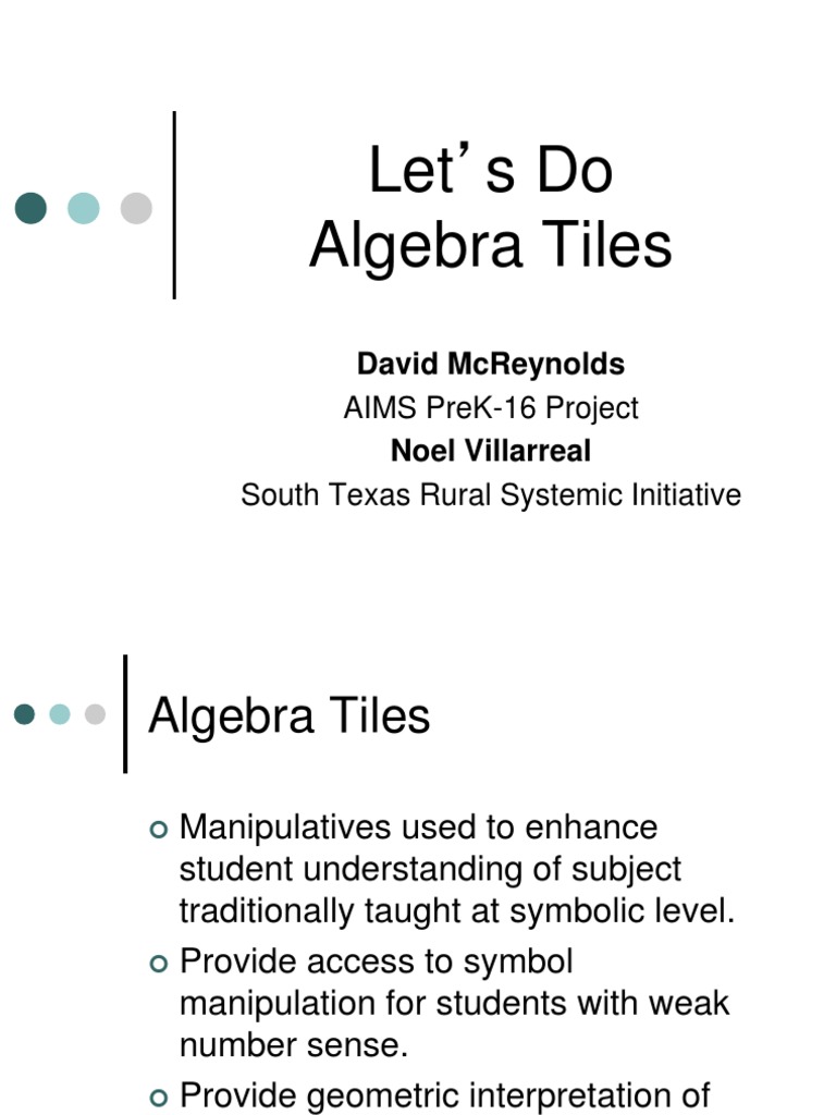 Algebra Tiles | PDF | Division (Mathematics) | Multiplication