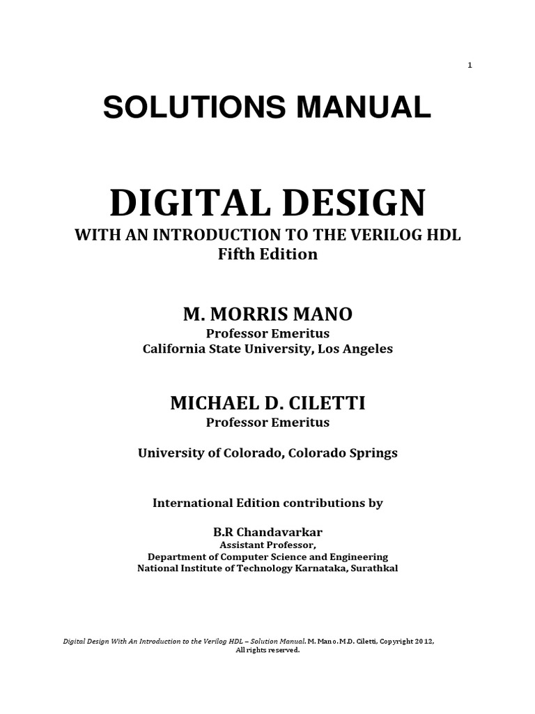 Digital Design 4th Edition Solutions | PDF | Hardware Description ...