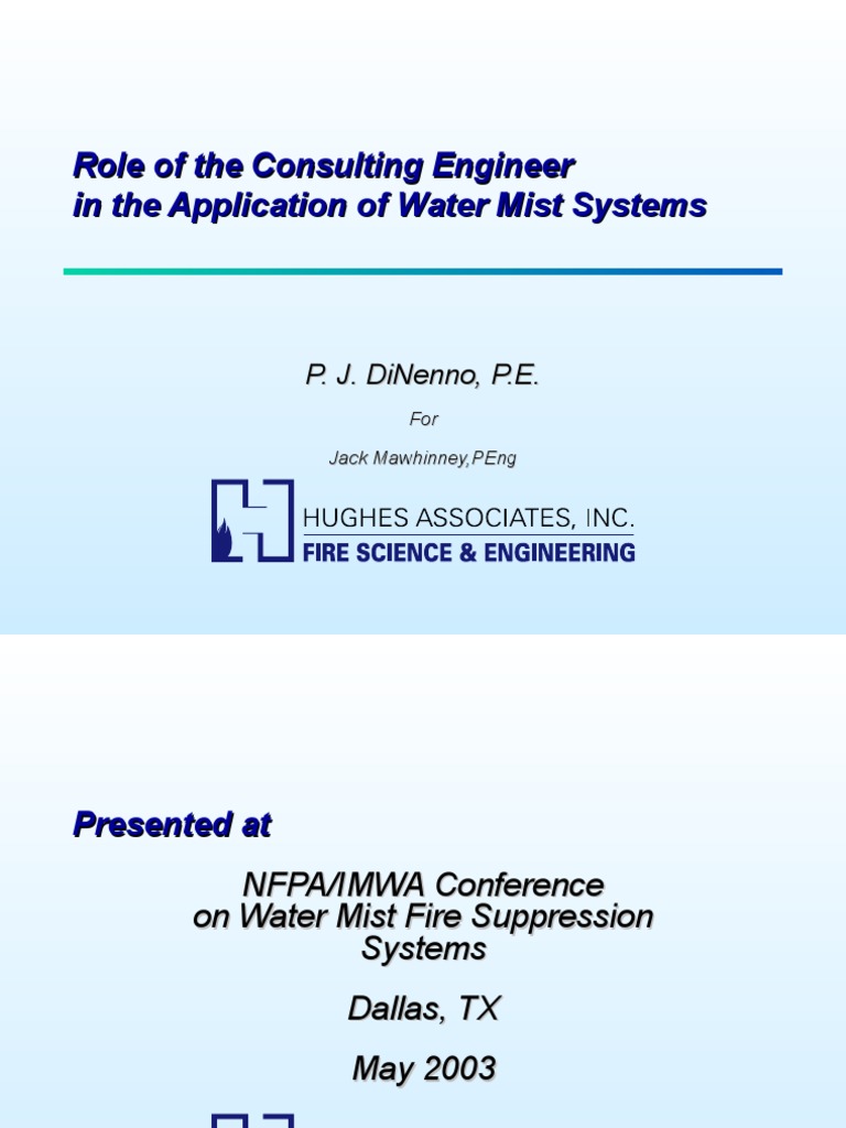 Role of The Consulting Engineer in The Application of Water Mist ...