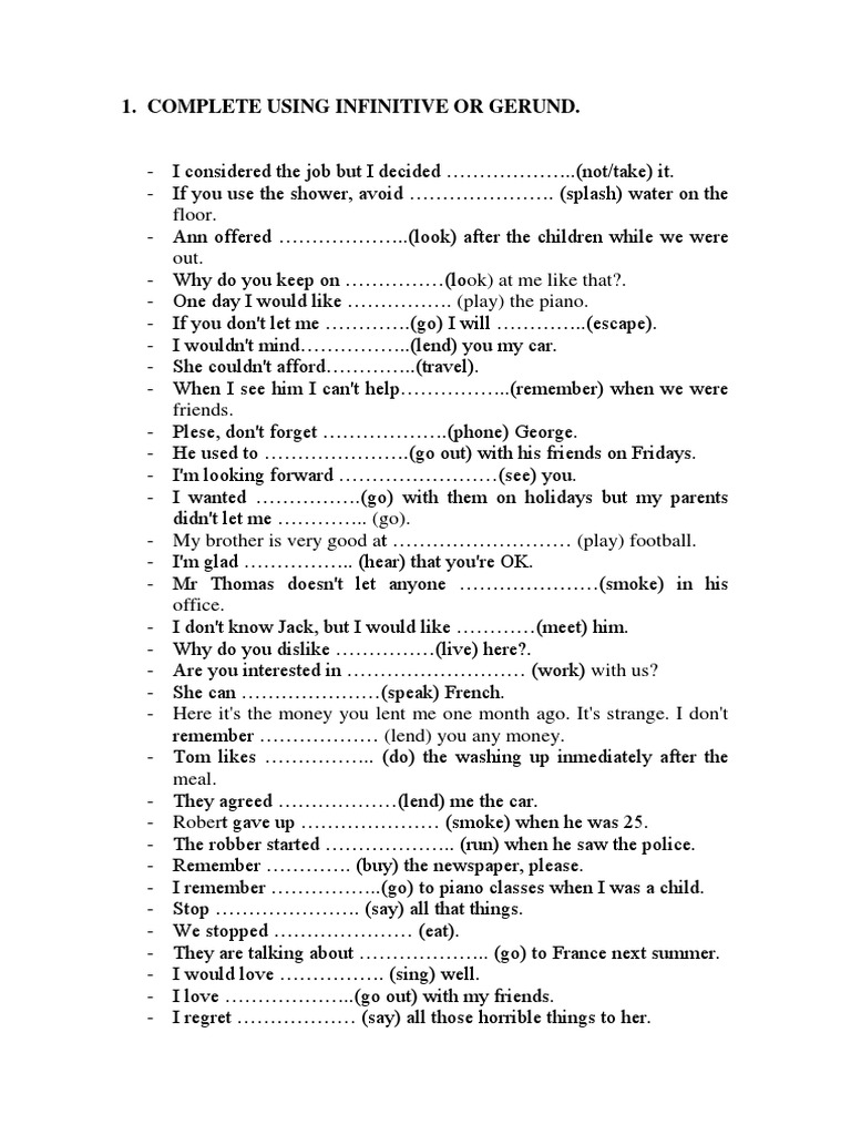 Verb Patterns-Verbs Followed by Gerund or Infinitive | PDF