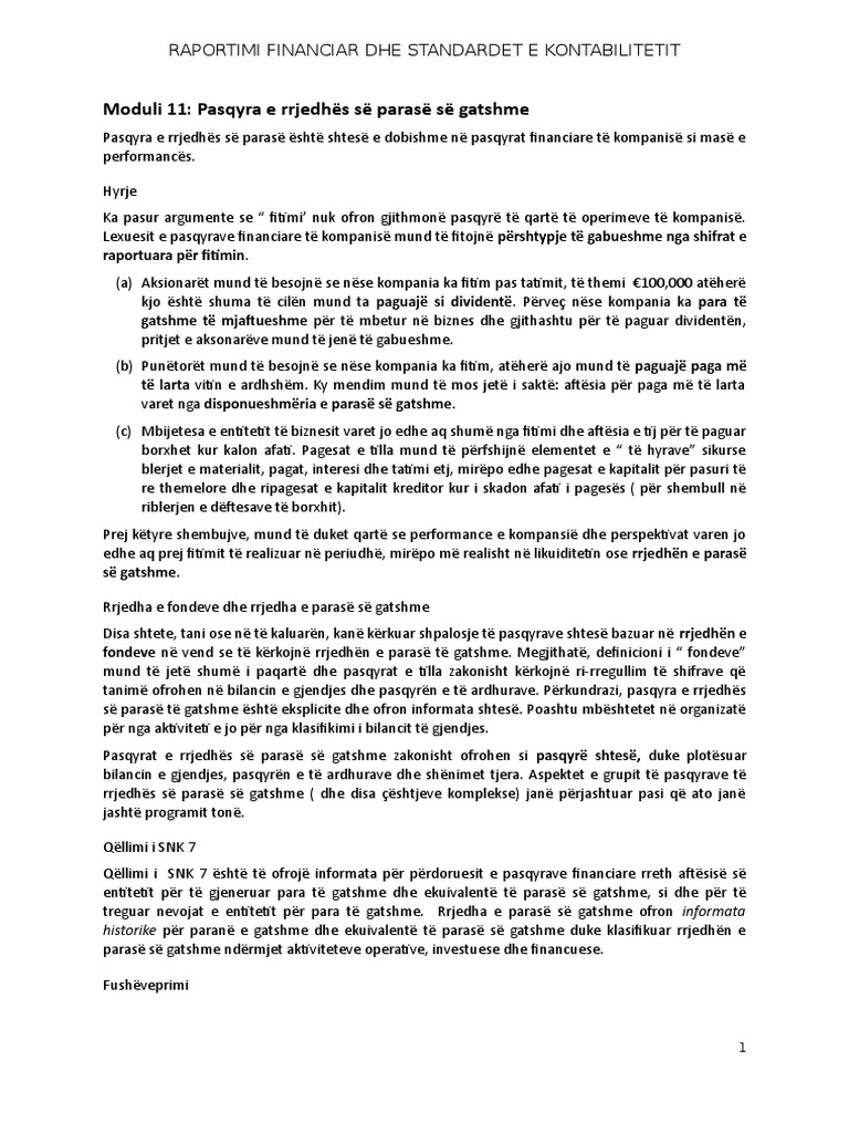 Pasqyra e Rrjedhjes Së Parasë Së Gatshme | PDF