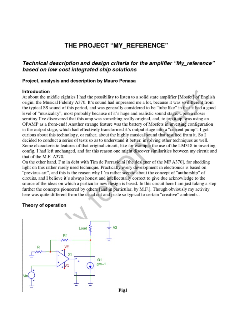 My Reference Project - Design Criteria | PDF | Amplifier | Operational ...