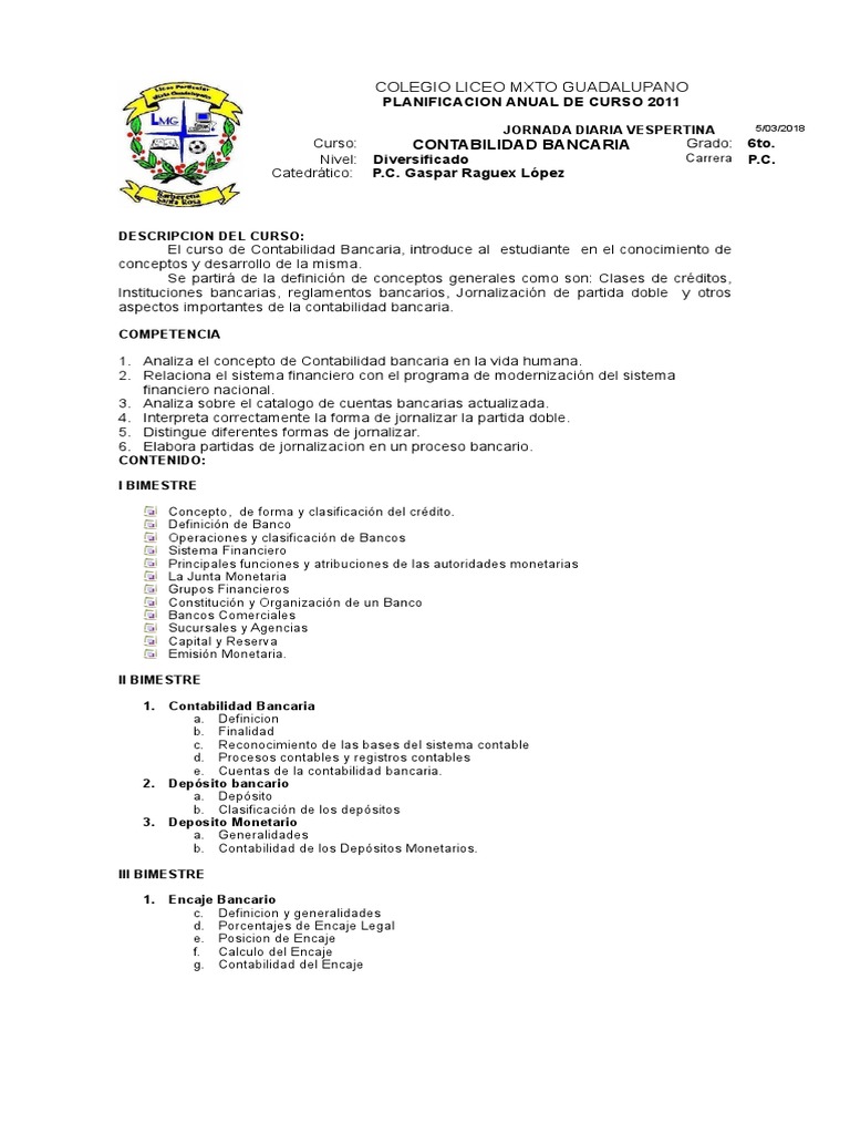 Contabilidad Bancaria Pdf Contabilidad Bancos