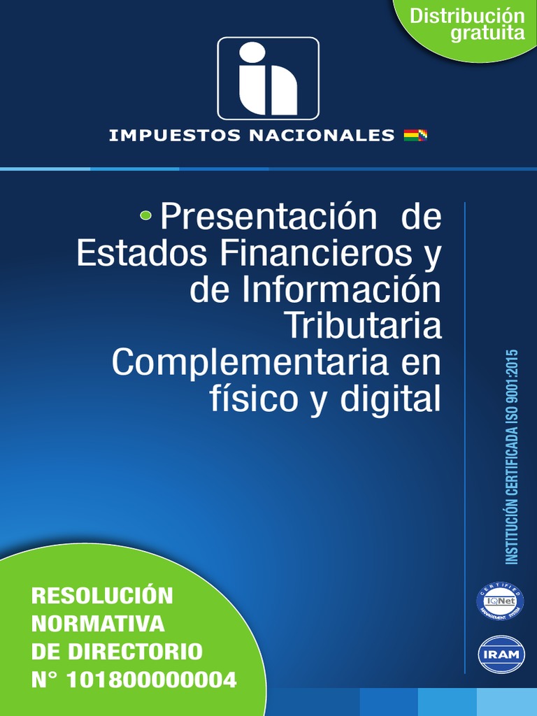Presentación de EEFF en Físico y Digital RND N° 101800000004 ...