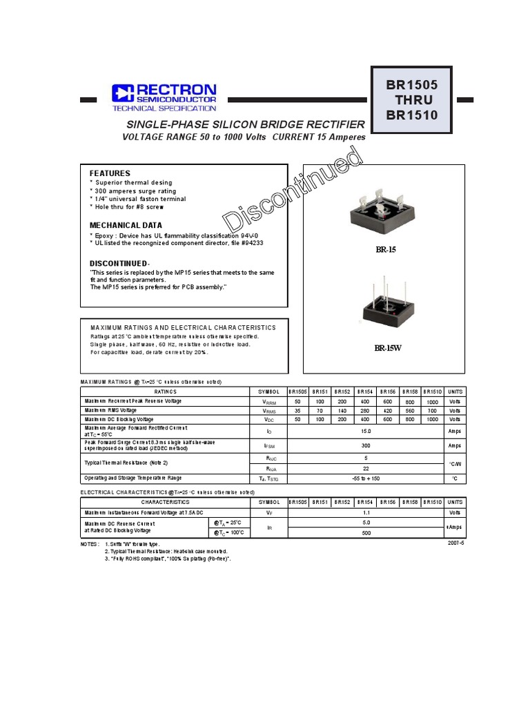 Data Sheet 1 | PDF | Rectifier | Physical Quantities