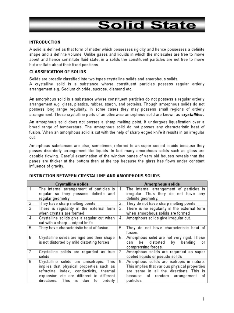 Solid State | PDF | Crystal Structure | Solid