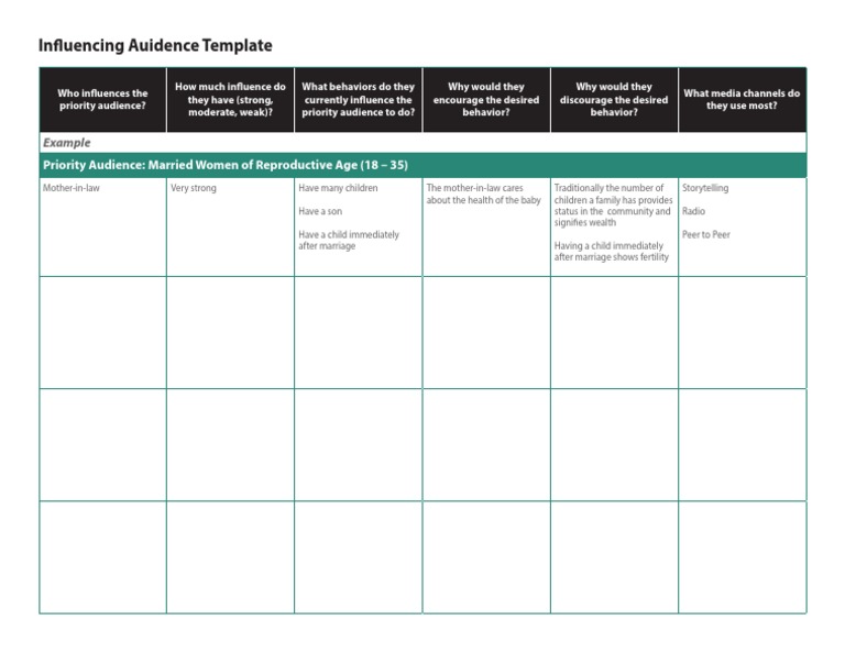 Influencing Audience Template | PDF