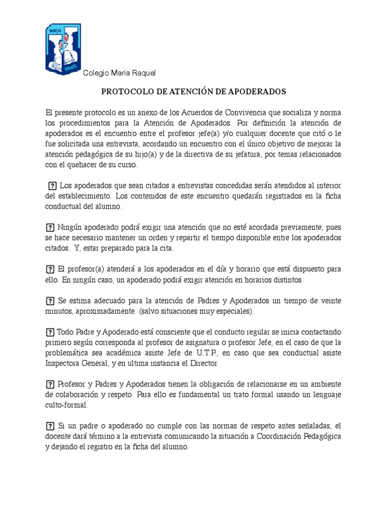 Protocolo Atencion de Apoderado | PDF | Maestros