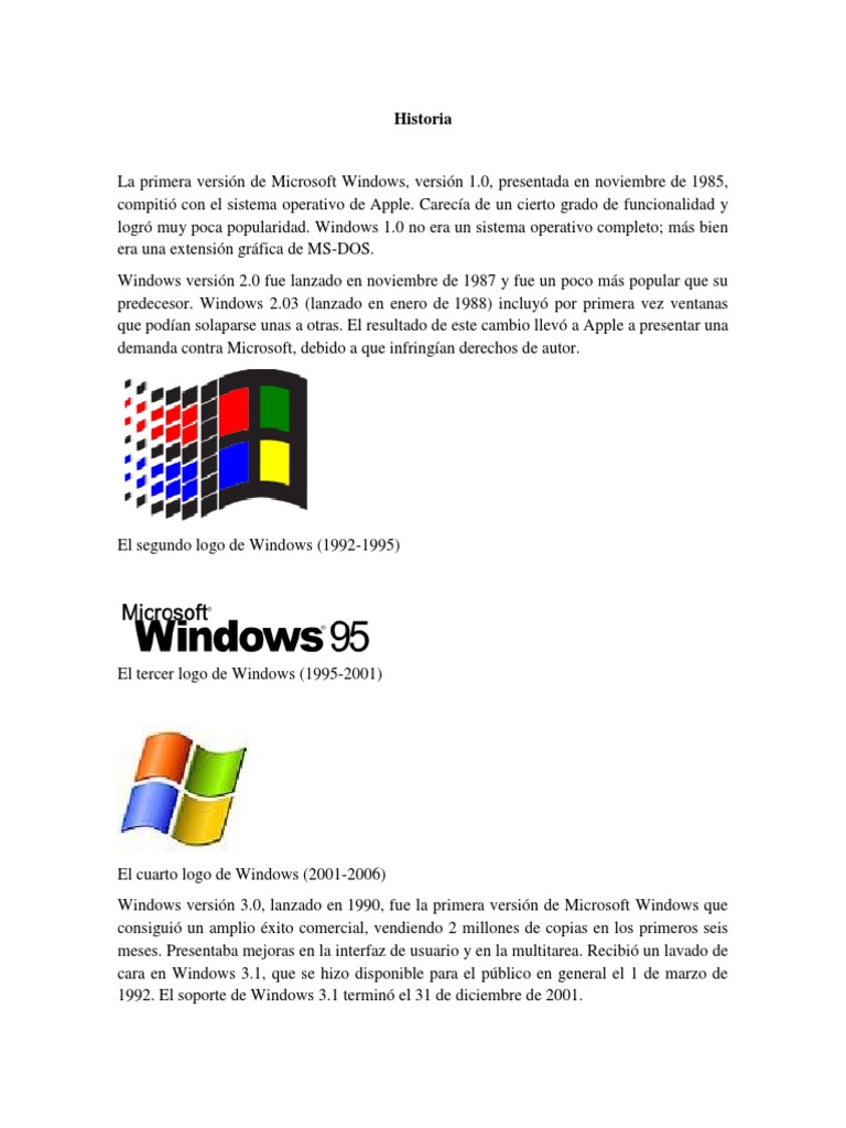 Historia de Windows | PDF | Microsoft Windows | Microsoft