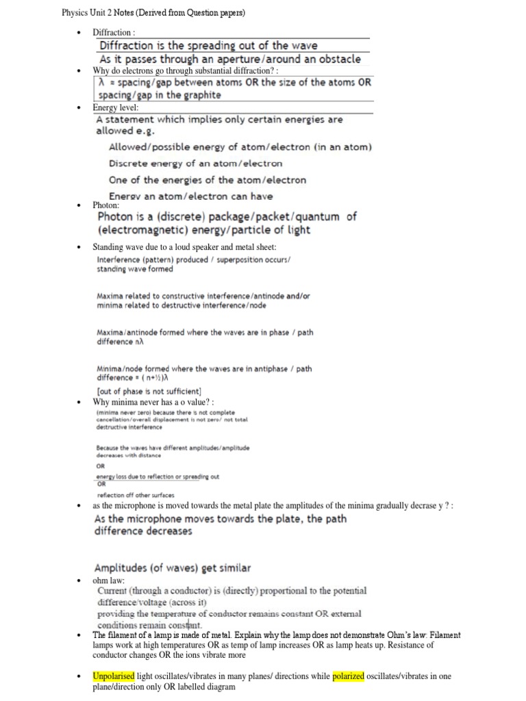 Ial Physics Unit 2 QP Note | PDF | Interference (Wave Propagation) | Waves