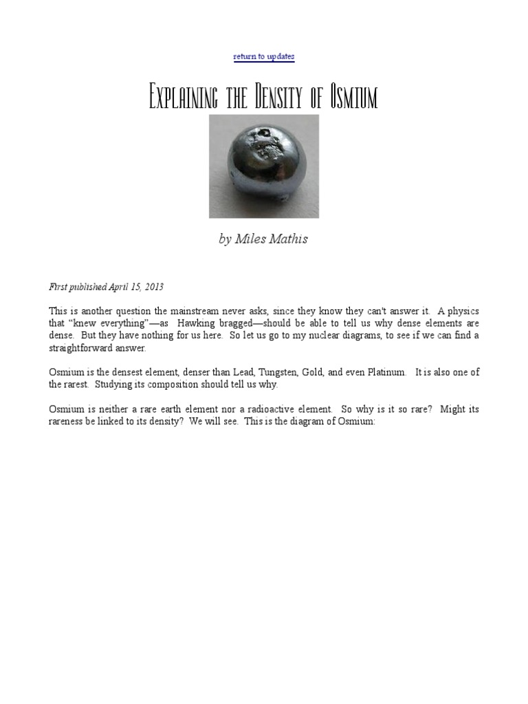 Osmium Density Explained | PDF | Atomic Nucleus | Chemical Elements
