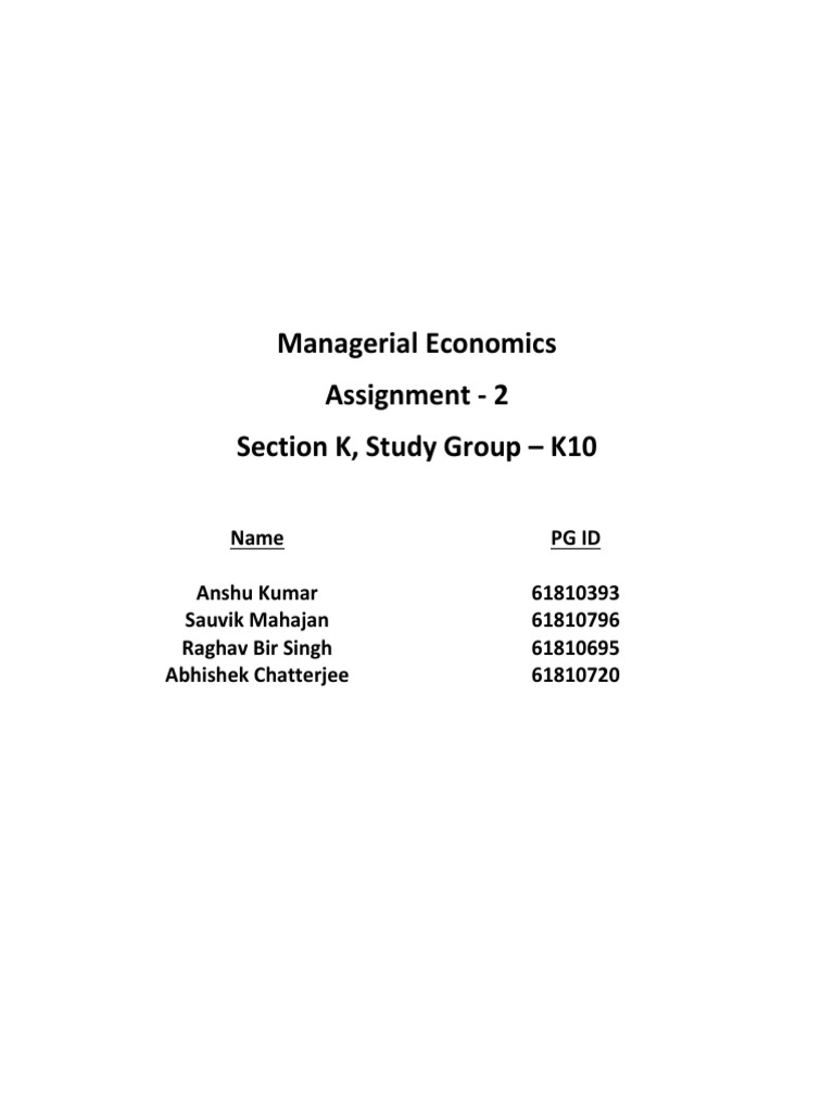 Managerial Economics Assignment K10 | PDF